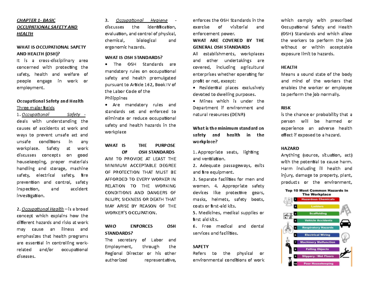 Bosh Reviewer For Occupational Safety And Health Standards Studocu