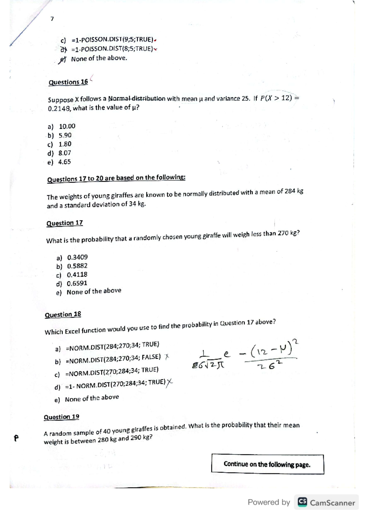 Normal Distribution Quiz Questions and Probabilities (CS 2025) - Studocu