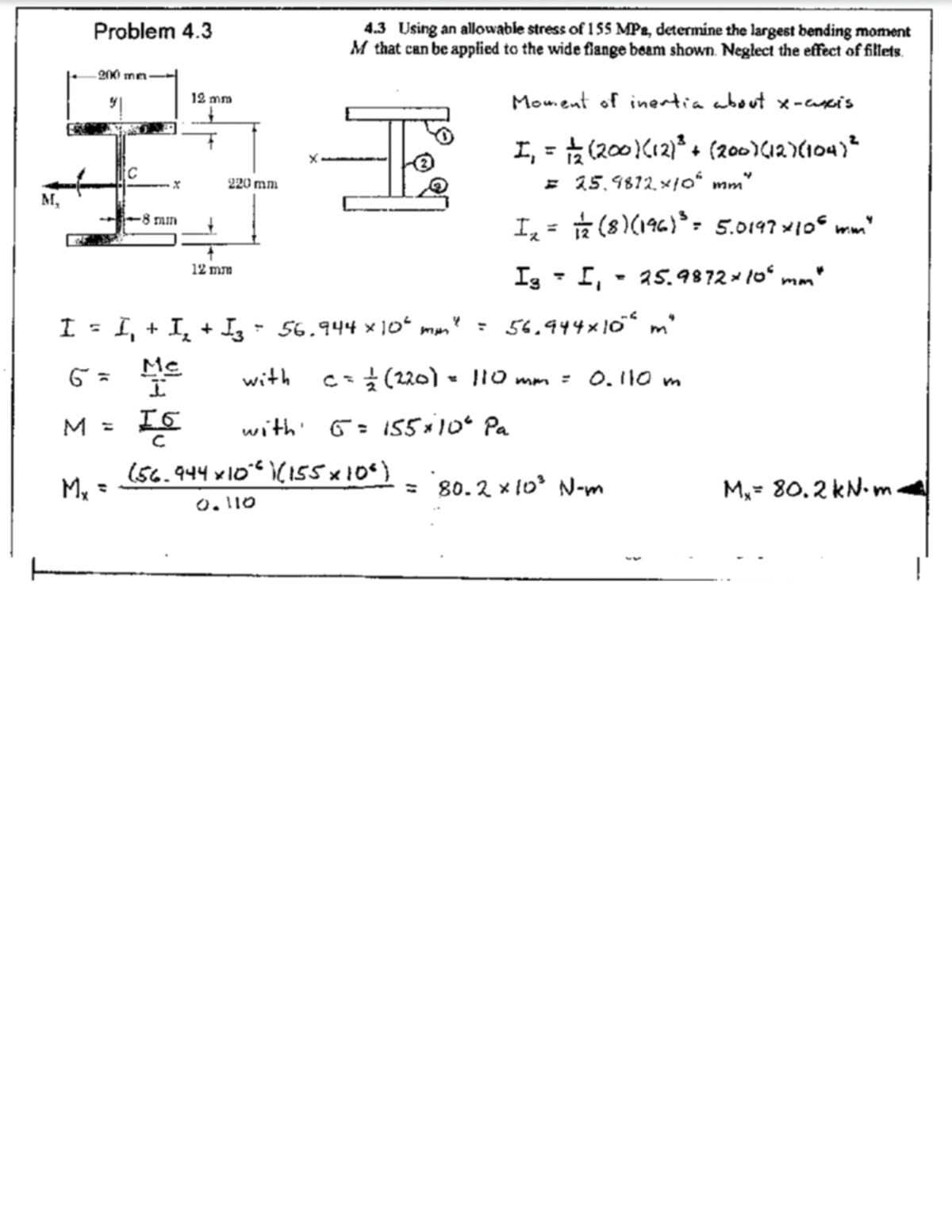 HW4 solutions - hw for class - Problem 4 4 Using an allowable stress of 155 MPa, determine the ...