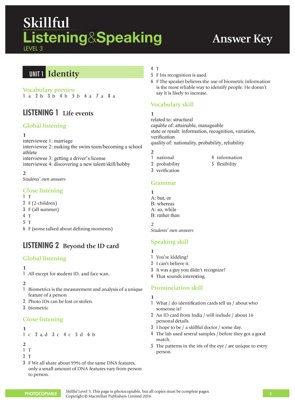 Skillful Listening & Speaking Level 3: Comprehensive Guide - Studocu