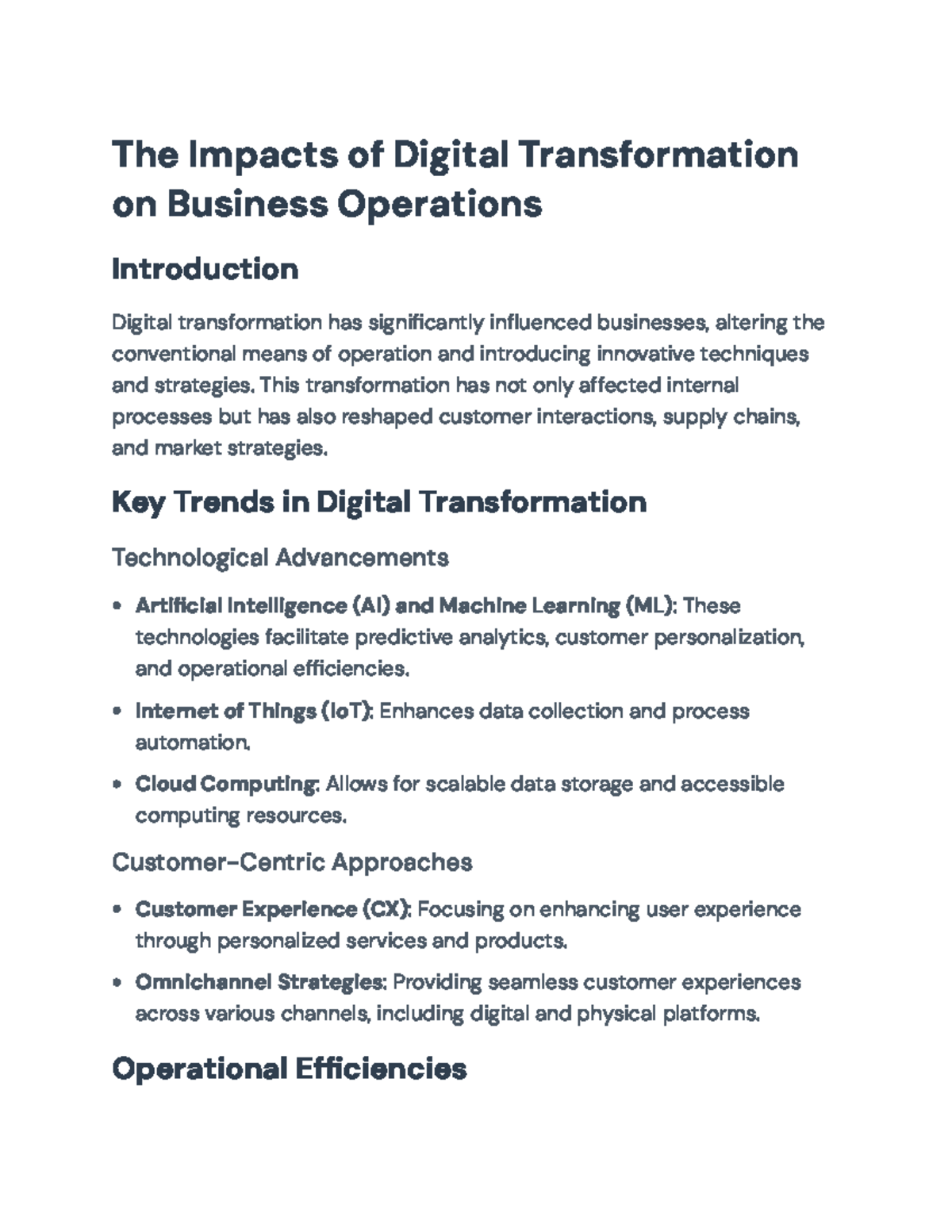 Digital Transformation Impacts on Business Operations Overview - The ...