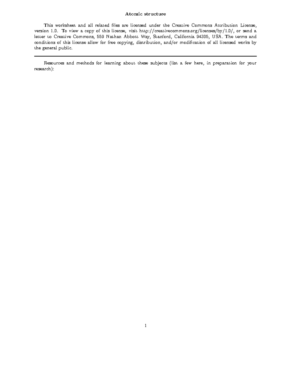 Atomic Structure Questions for Chemistry 101: Understanding Atoms - Studocu