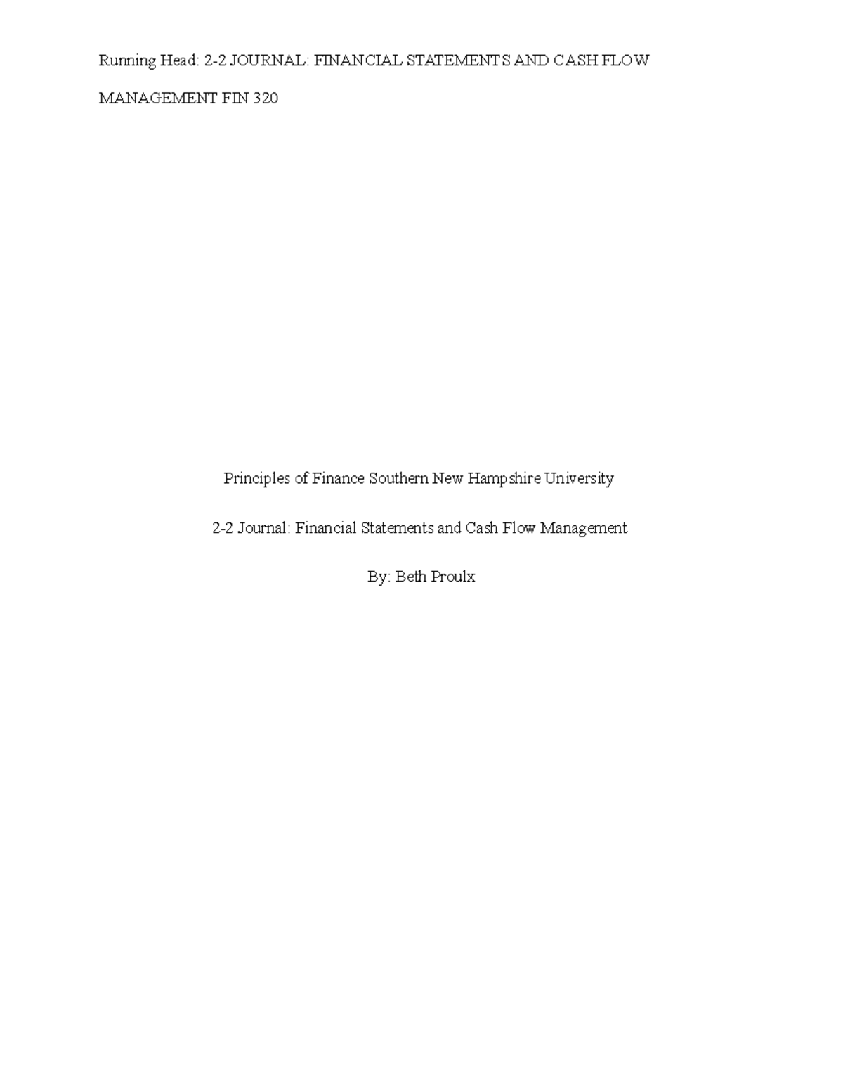 FIN 320: 2-2 Journal on Financial Statements & Cash Flow Analysis - Studocu