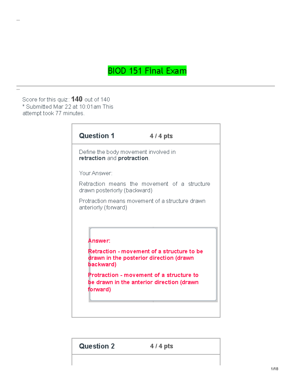 Biod151 Final Exam Review: Essential Human Anatomy & Physiology I - Studocu