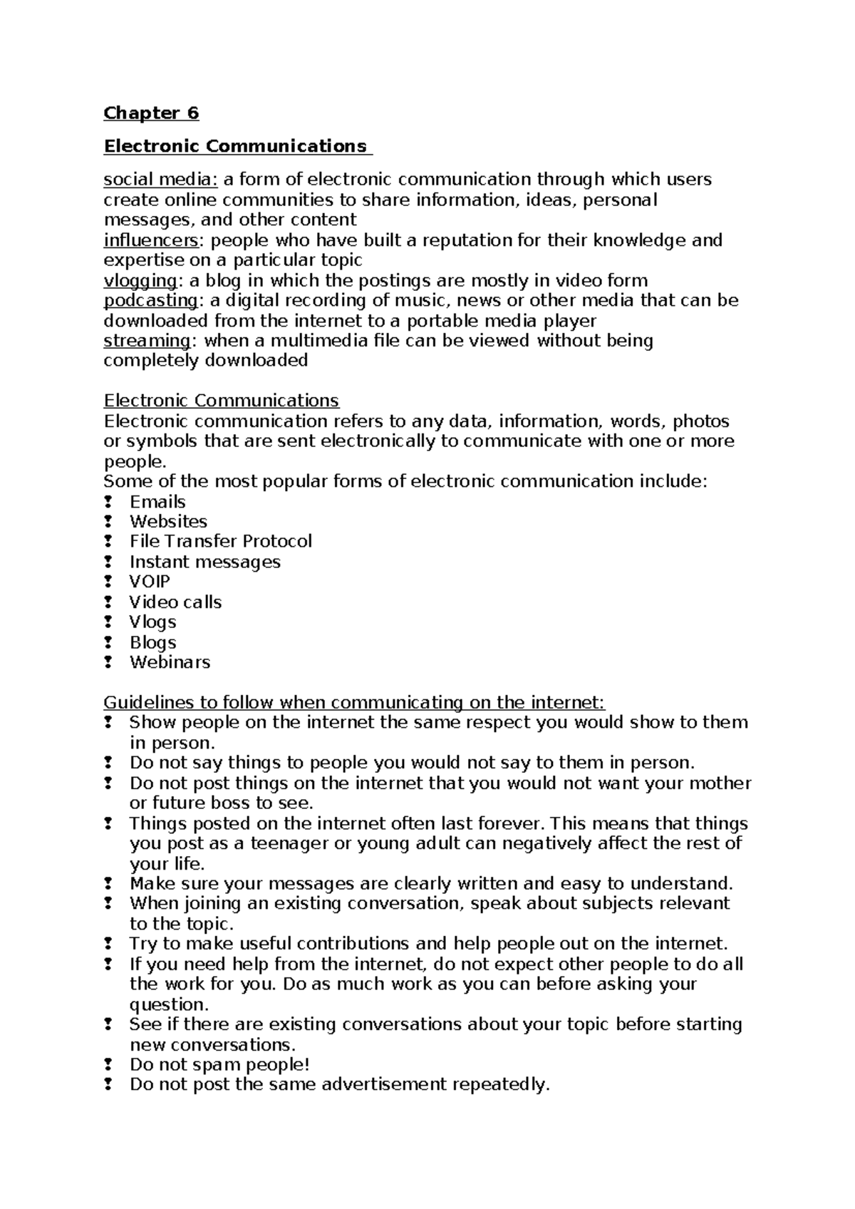 Chapter 6- Electronic Communications - Chapter 6 Electronic ...