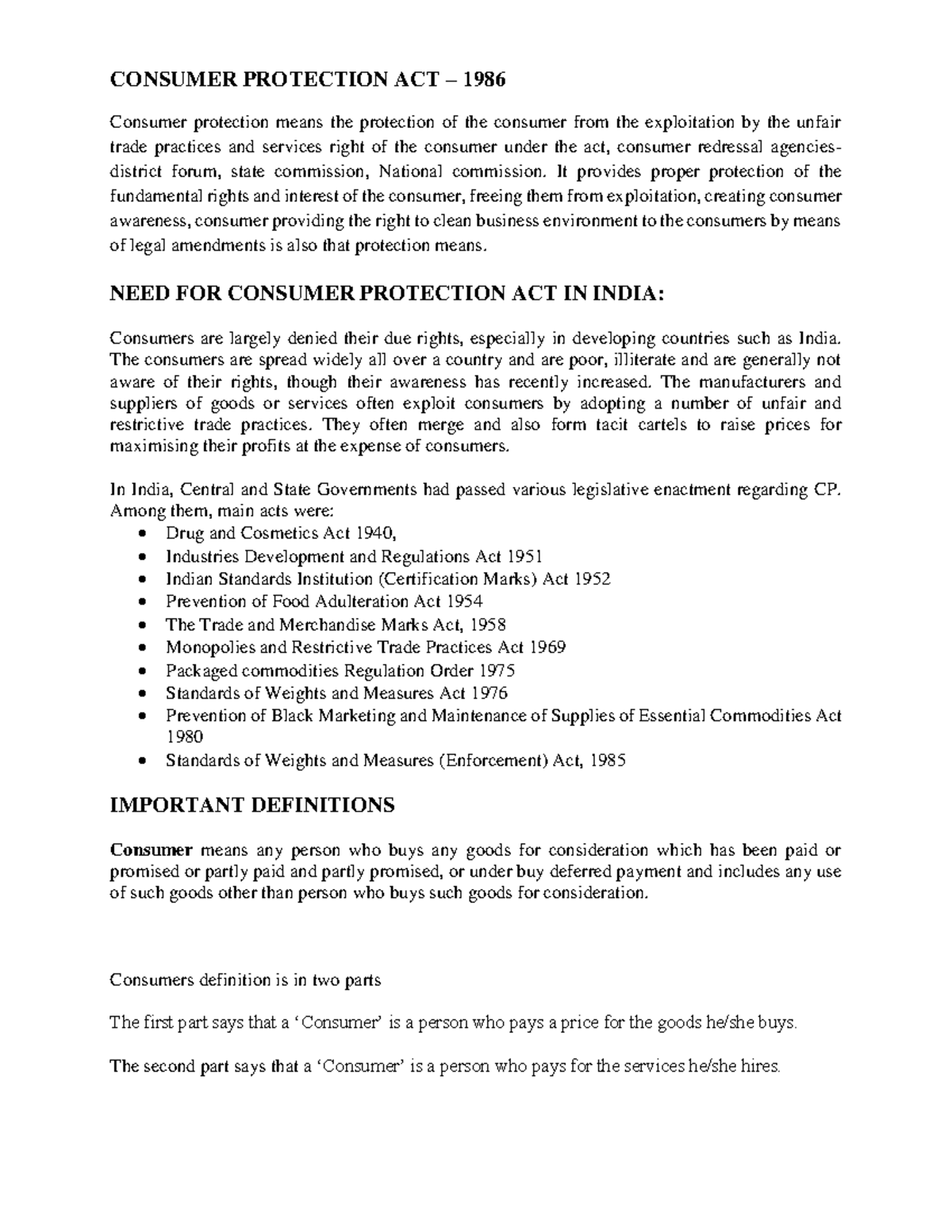 3rd Sem B Com Consumer Protection ACT Notes - CONSUMER PROTECTION ACT ...