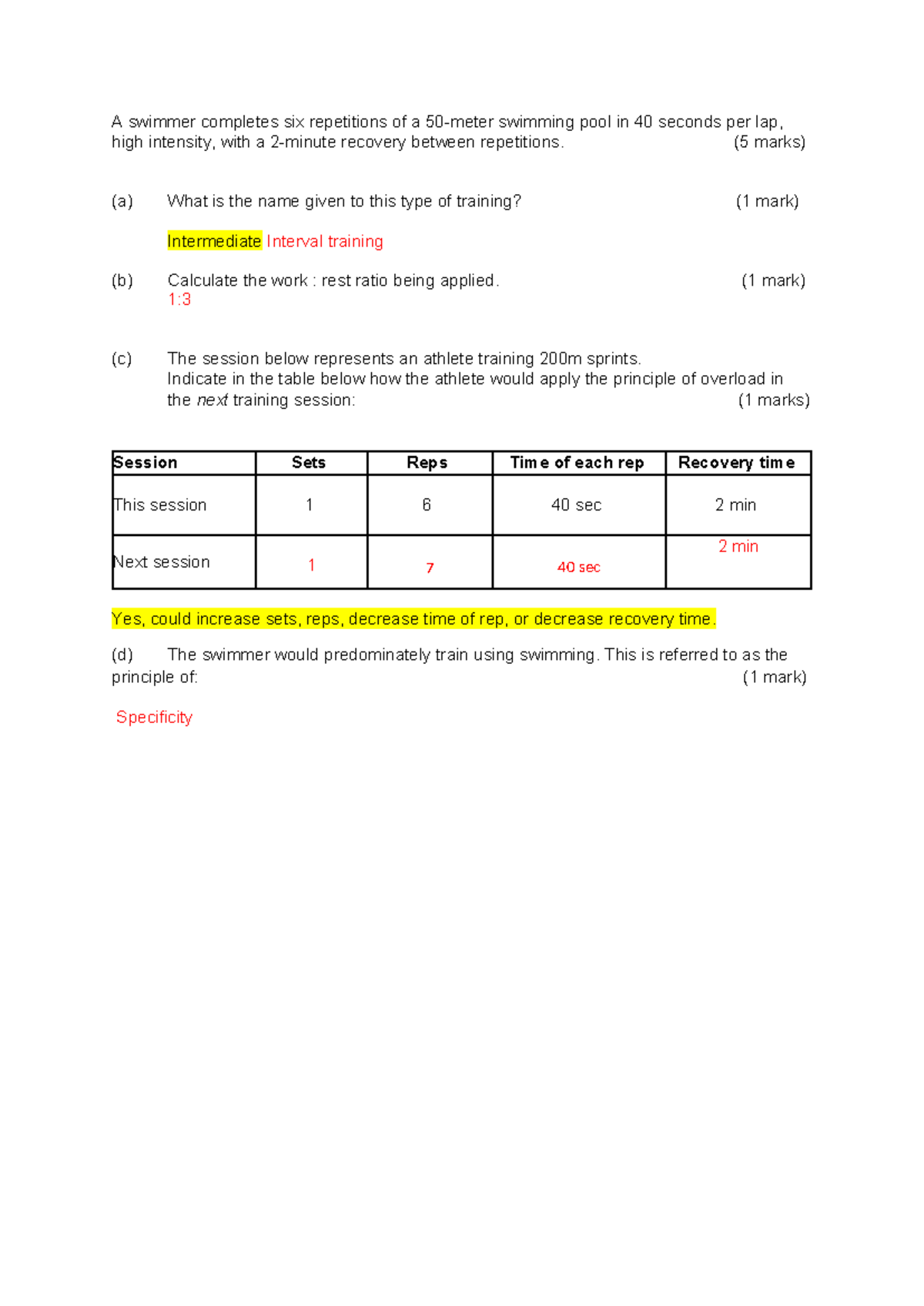 Ex Phys Practice Questions - Corrected (Intermediate Training) - Studocu