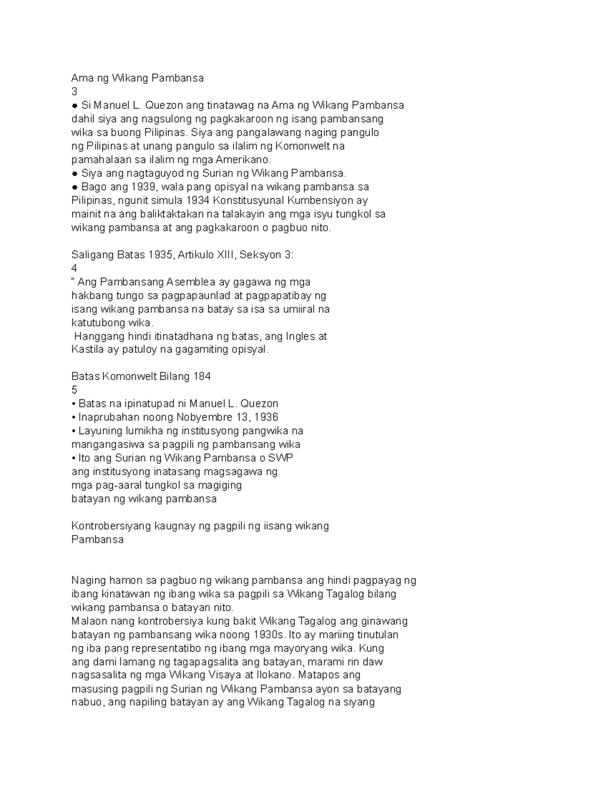 Komfil 2 - Assignment - Ama ng Wikang Pambansa 3 Si Manuel L. Quezon ...