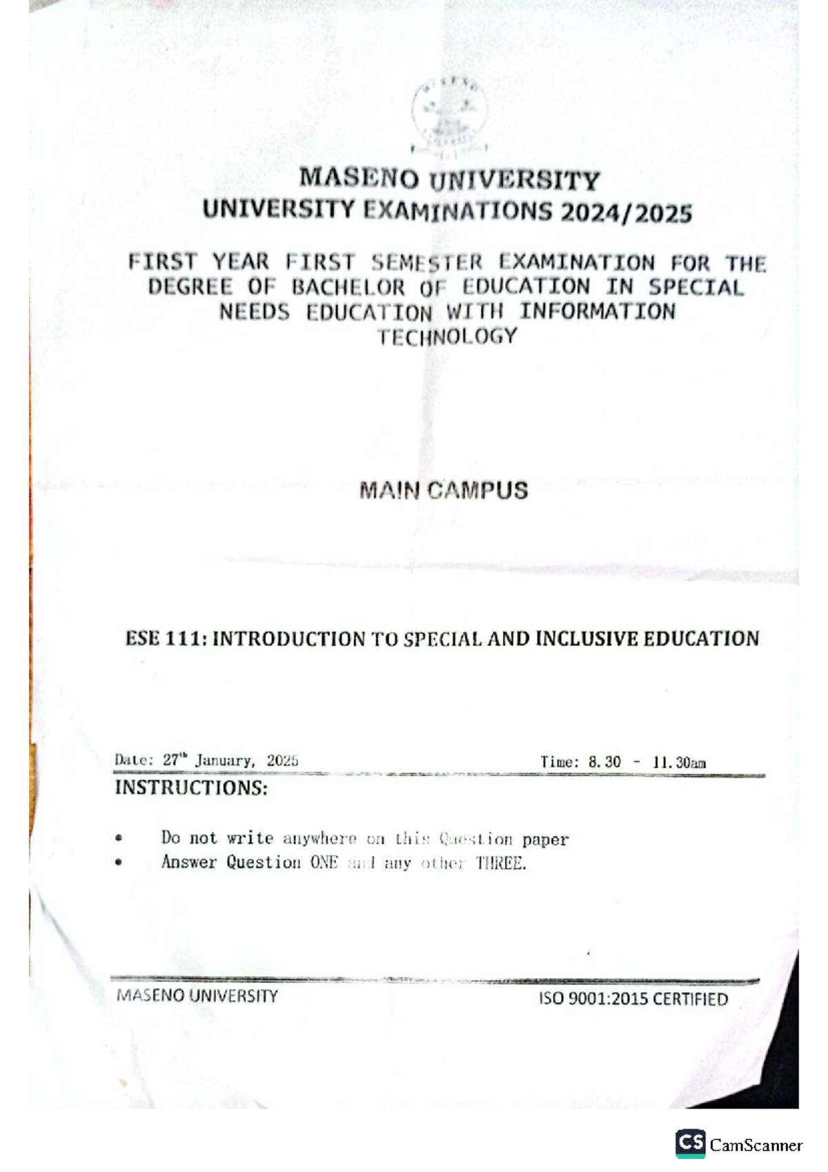 ESE 111 - Revision Notes for Intro to Special & Inclusive Education ...