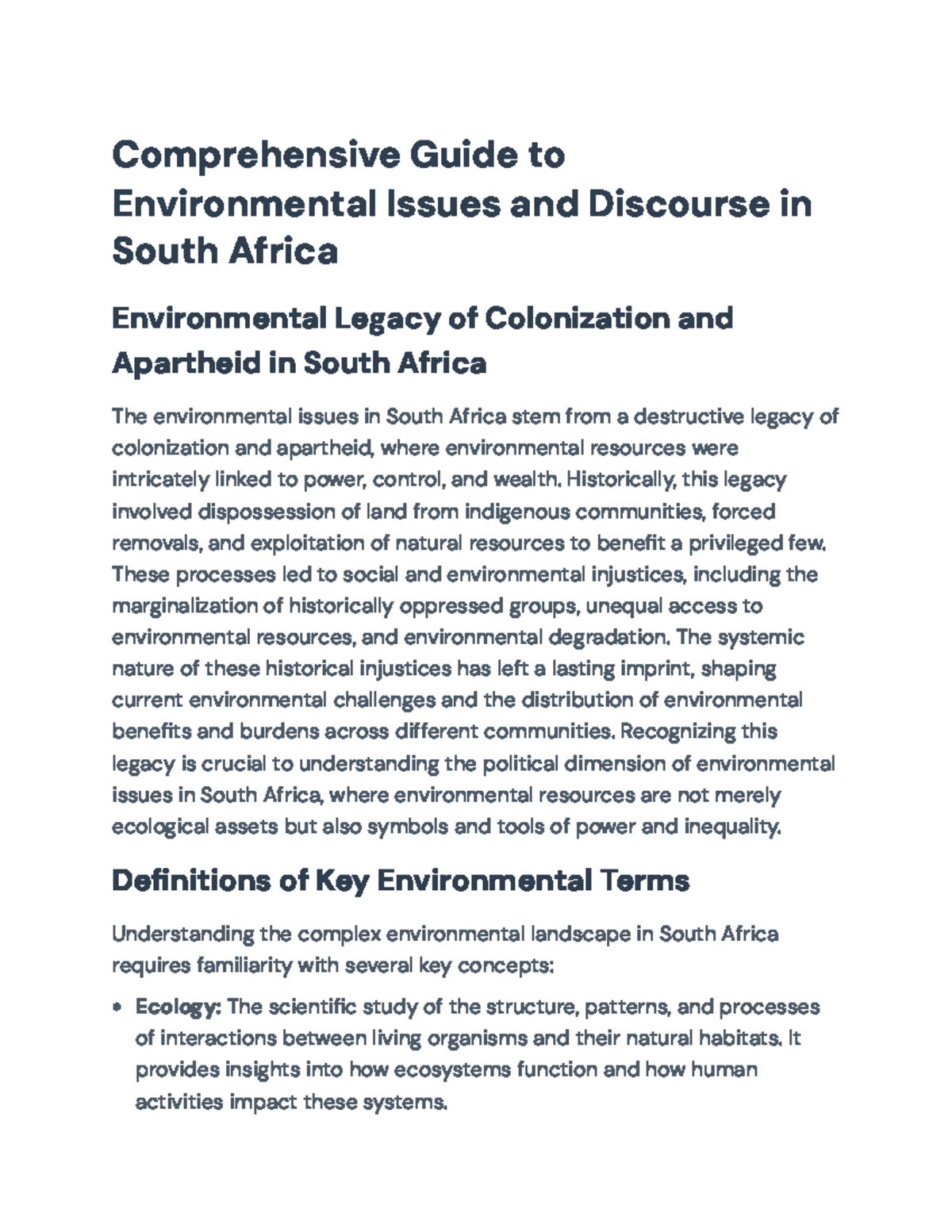 Comprehensive Guide to Environmental Issues & Justice in South Africa ...
