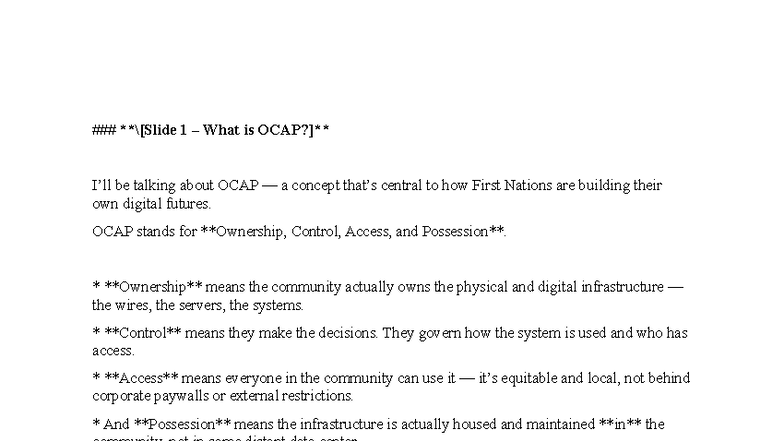 OCAP and Community Ownership: Building Digital Futures in First Nations ...
