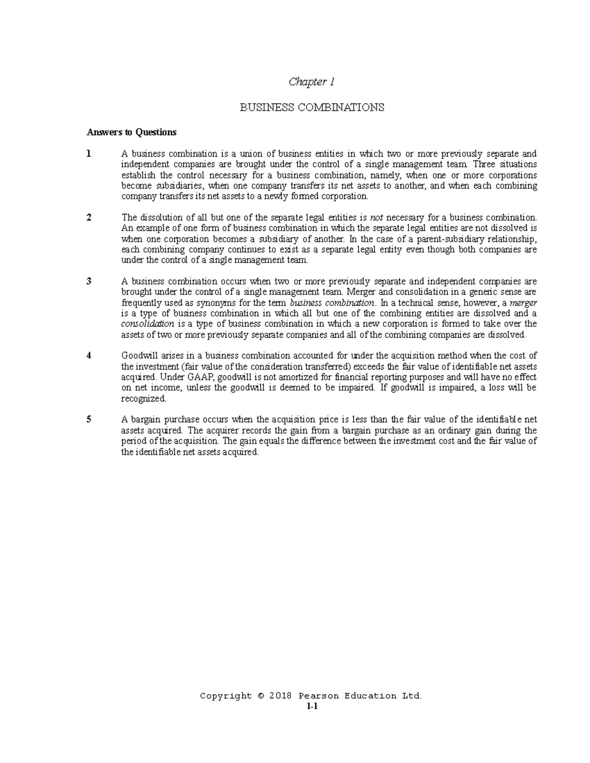 Solution Manual Advanced Accounting Beams Chap 1: Business Combinations ...