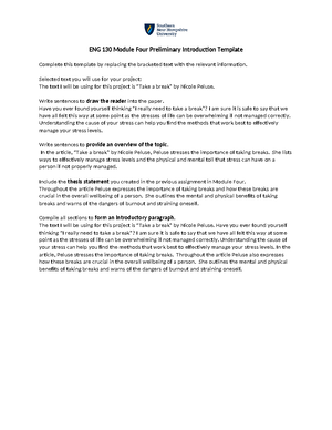 mod 2 reading response - ENG 130 Module Two Reading Response Template Exploring the Text ...