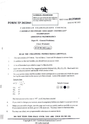 2025 CSEC Mathematics Final Exam MAY/JUNE Paper 02 Review - Studocu