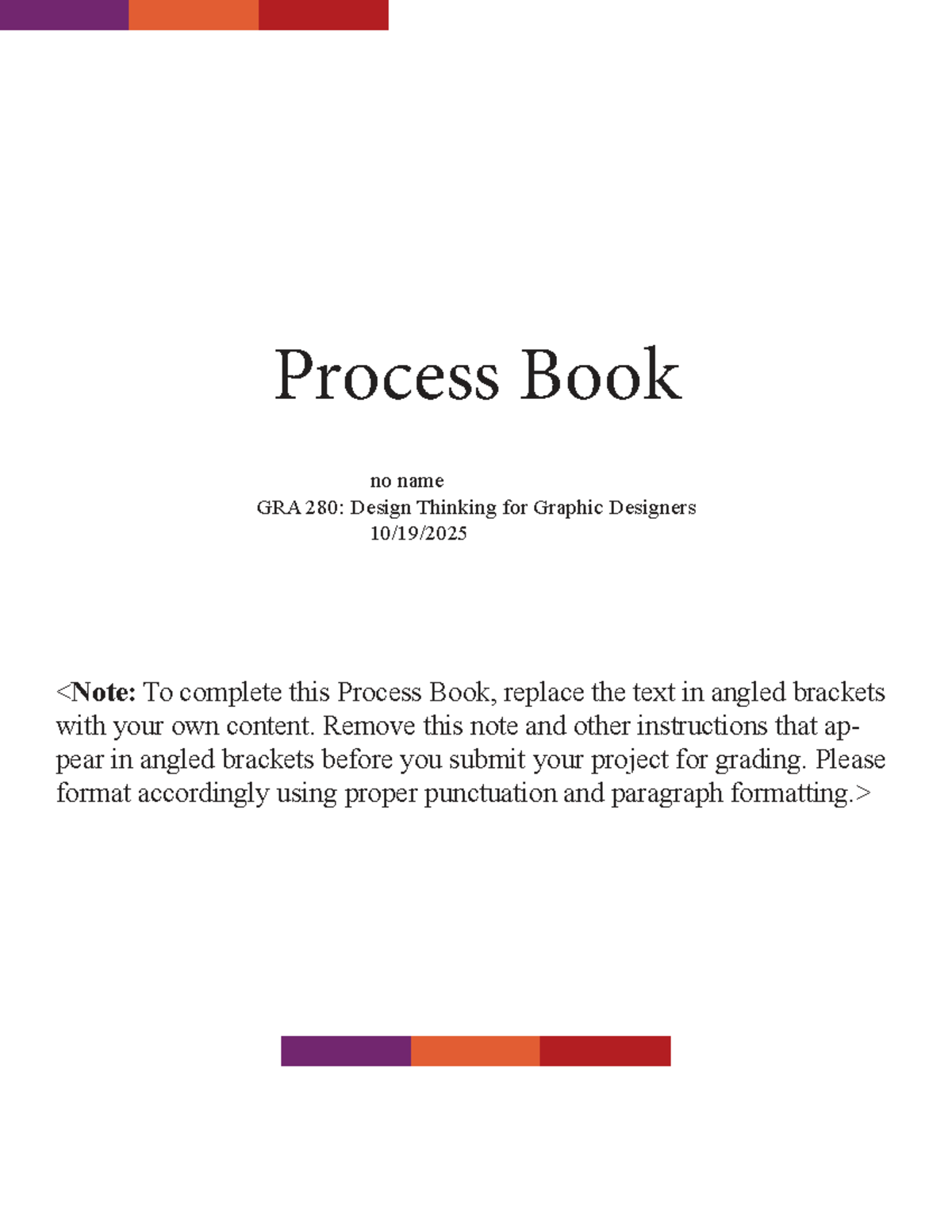 GRA 280: Process Book on Design Thinking for Graphic Designers - Studocu