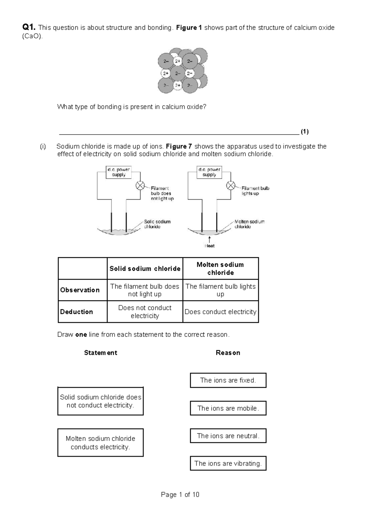 Exam Qs: Structure, Bonding, and Ionic Compounds (Chem 101) - Studocu