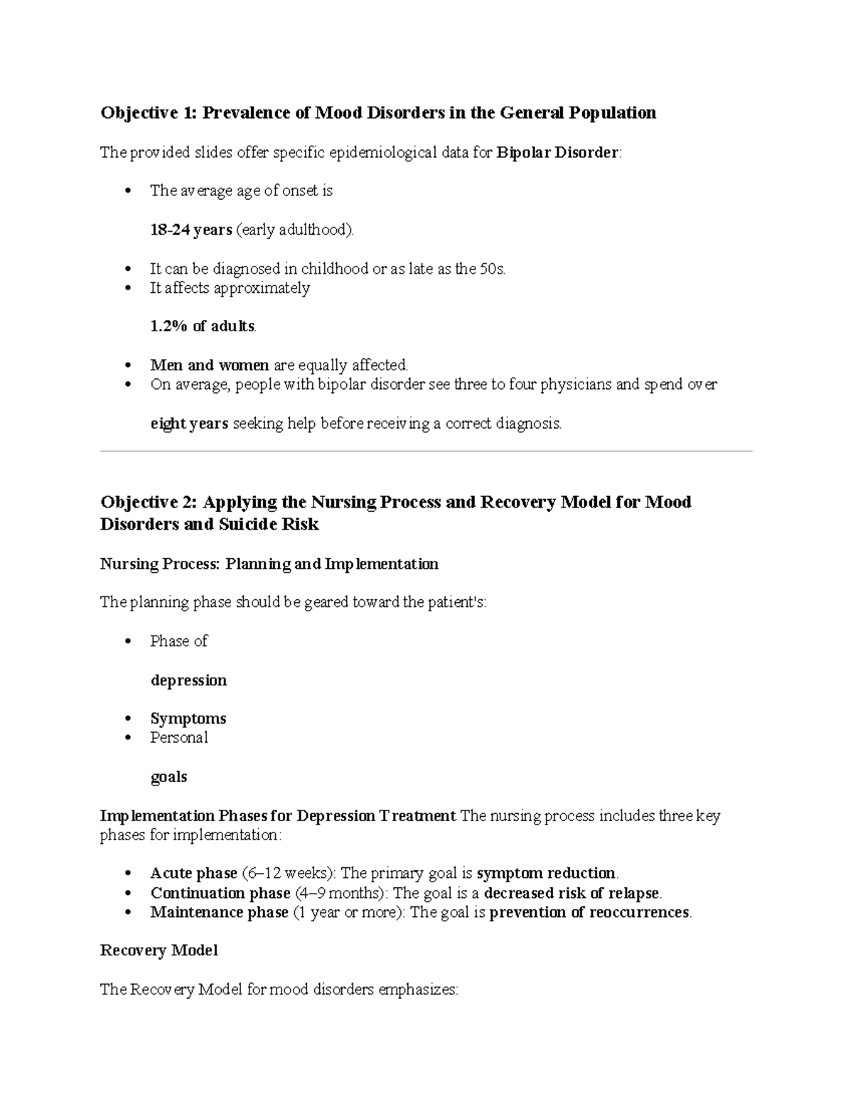 Week 4 Mental Health Notes: Mood Disorders & Nursing Care Strategies ...