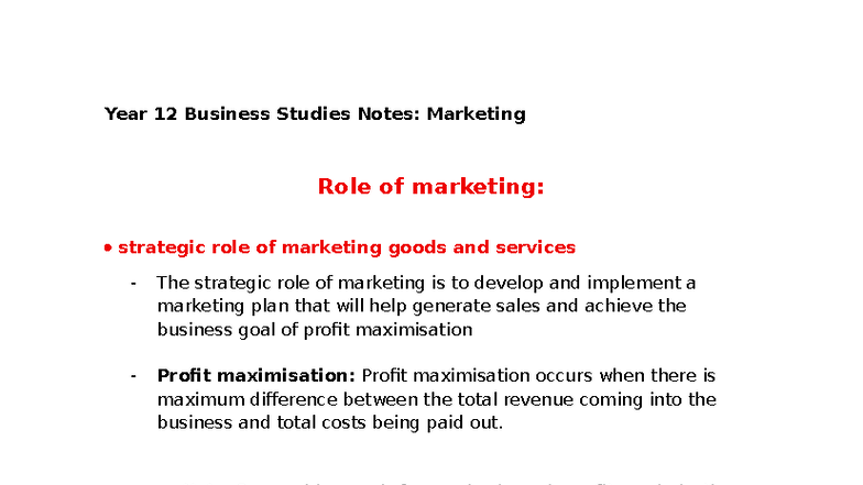 Year 12 Business Studies: Marketing Strategies & Concepts Flashcards ...