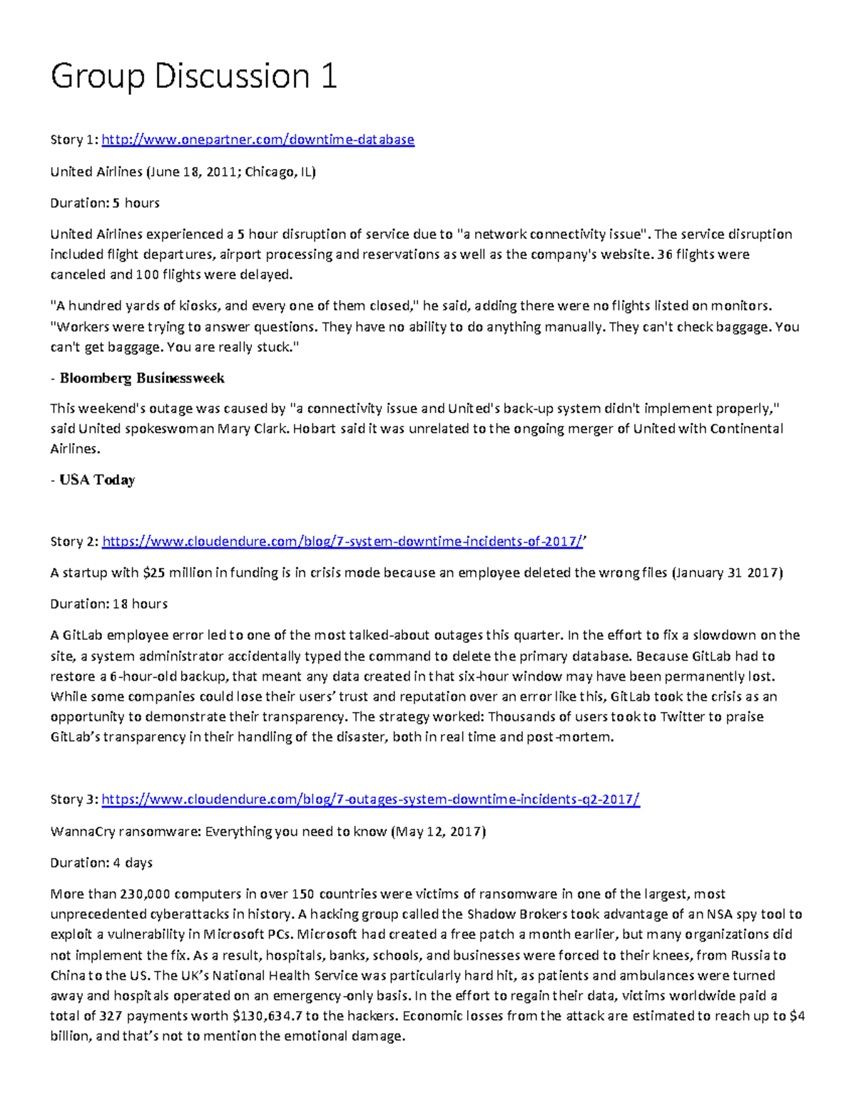 Group Discussion 1 & 2: Service Disruptions & Cybersecurity Insights ...