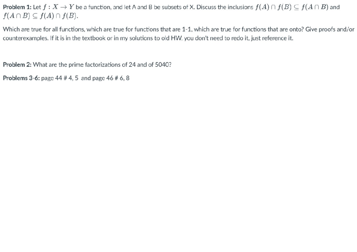 1 - HW PROBLEM - MATH 1410 - Problem 1: Let f : X Y be a function, and ...