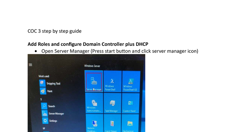 COC 3 Step Guide: Configuring Domain Controller & DHCP Setup - Studocu