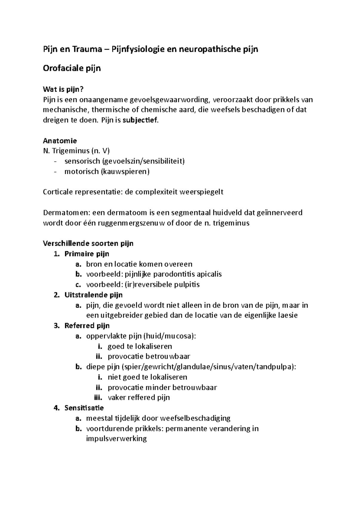 Pijnfysiologie en Neuropathische Pijn in Orofaciale Pijn - Studie ...