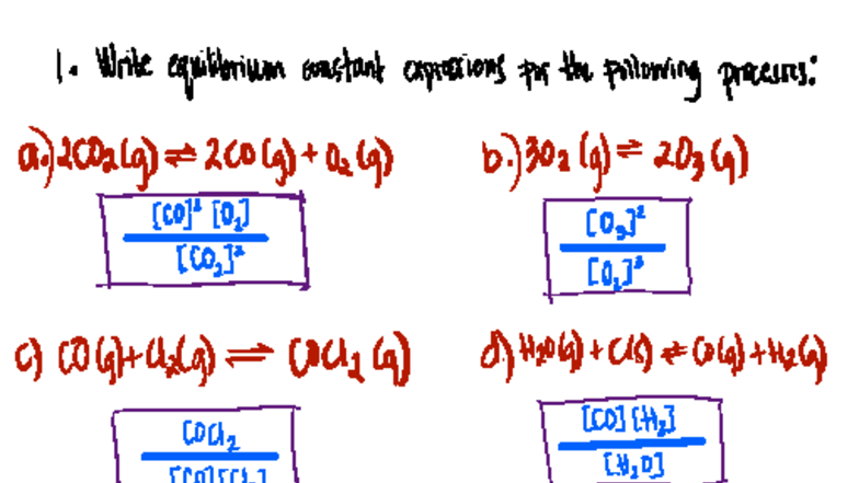 Anachem Equilibrium Examples: Kc & Kp Calculations - Studocu