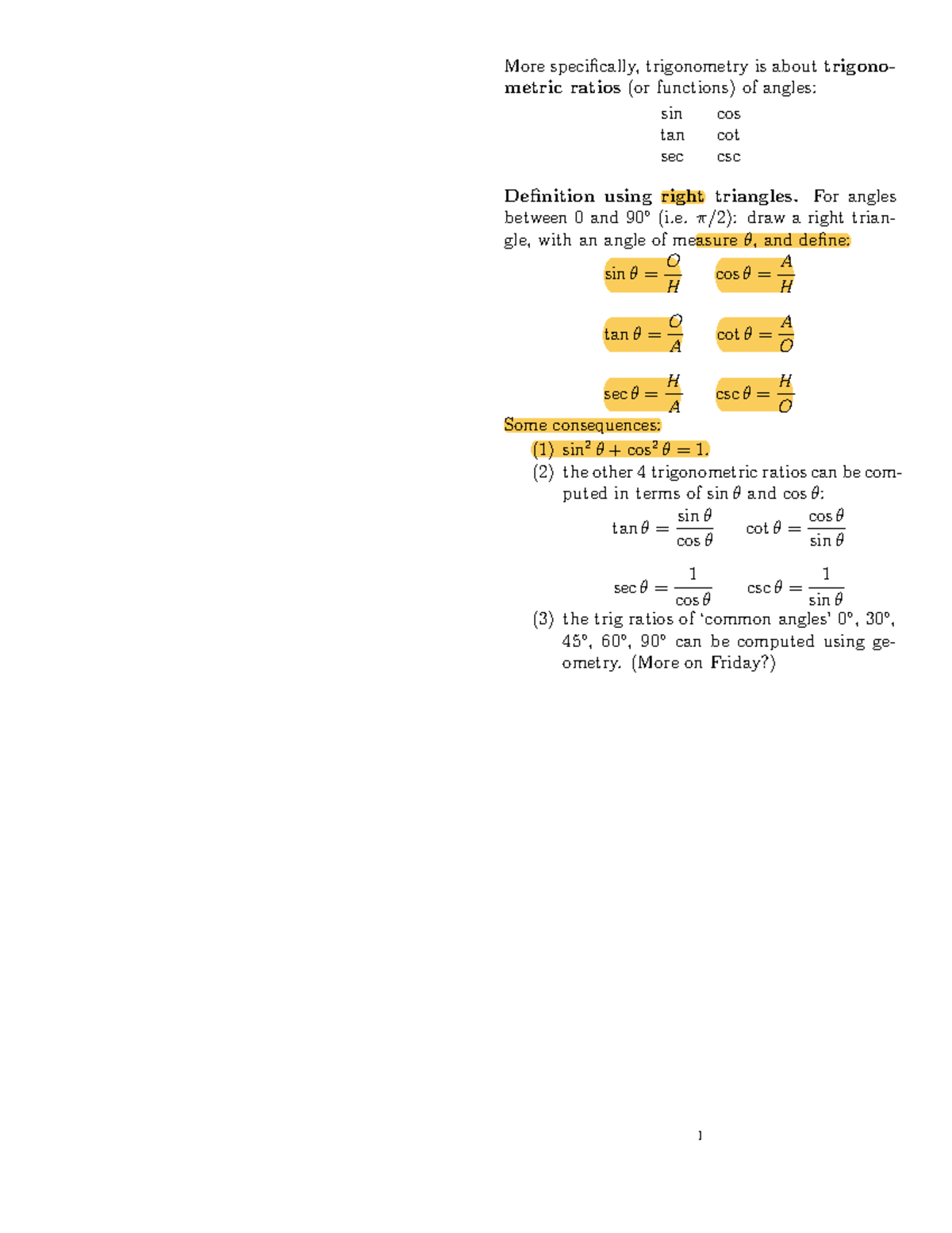 1720-Trig Ratios Intro - More specifically, trigonometry is about ...