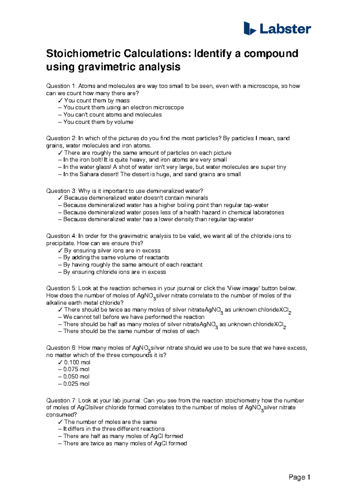 Stoichiometric Calculations: Identifying Compounds via Gravimetric ...