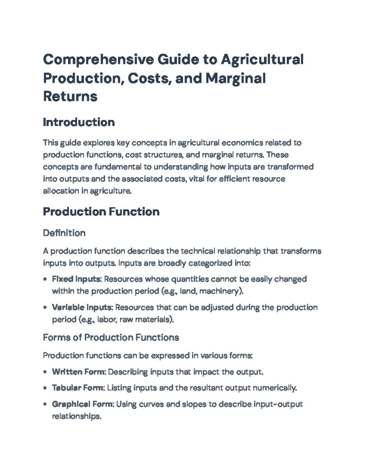 Comprehensive Guide to Agricultural Production and Cost Analysis ...