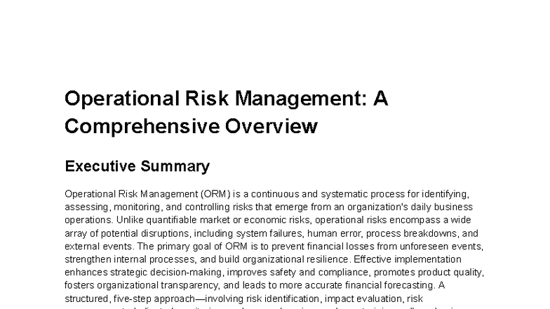 Operational Risk Management (ORM) Overview: Key Strategies & Insights ...