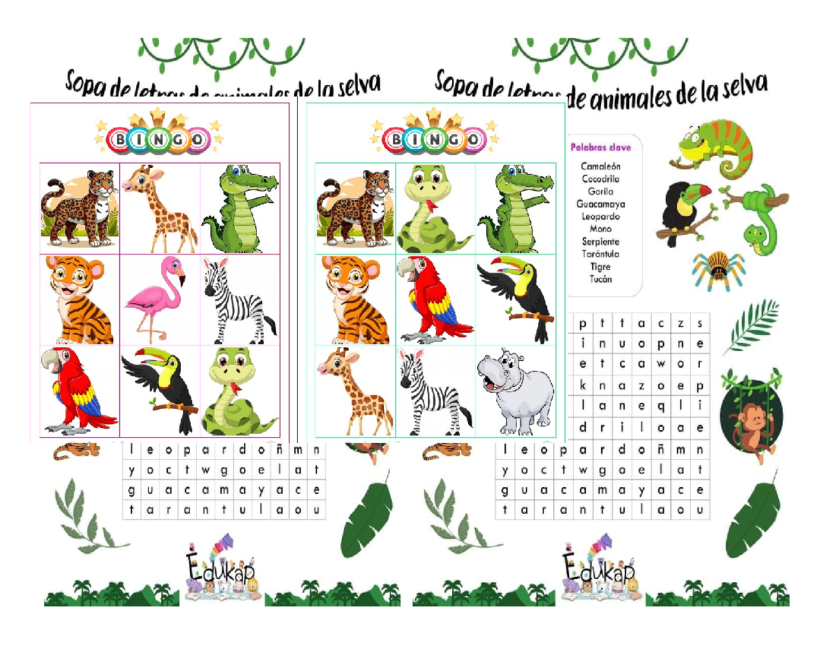 Sopa de Letras de Animales de la Selva - MTRO. JESÚS GONZÁLEZ MOLINA ...