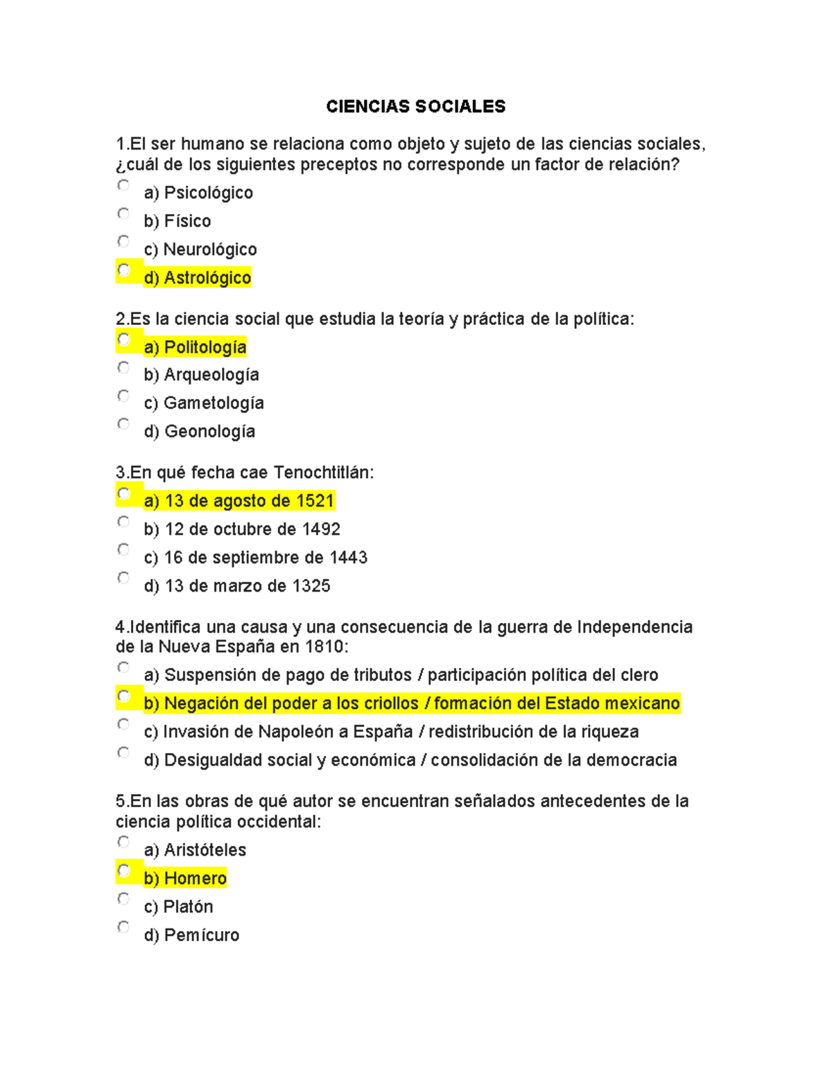Examen 2 de CIENCIAS SOCIALES 1: Preguntas y Respuestas Clave - Studocu