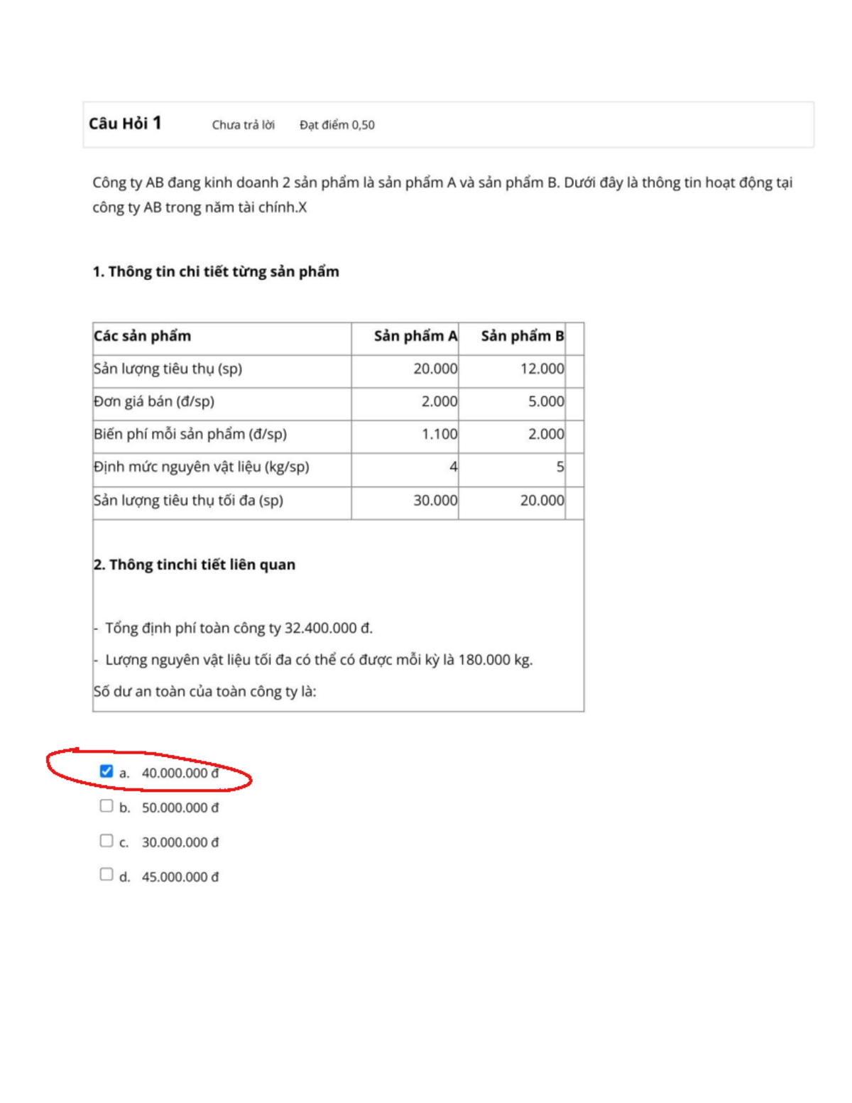 DE THI KTQT 1 - ktqt 1 - Câu Hoi 1 trà lói Dat diém 0,50 Công ty AB ...