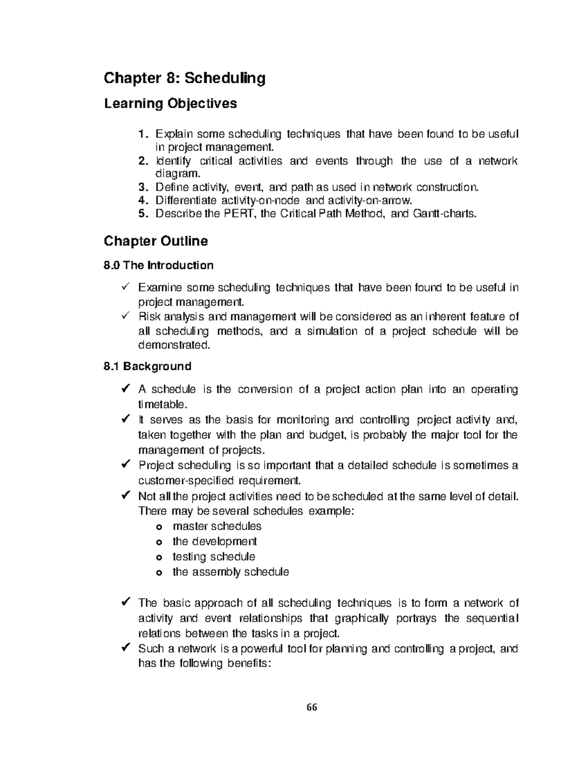 Chapter 8: Project Management Scheduling Techniques and Tools - Studocu