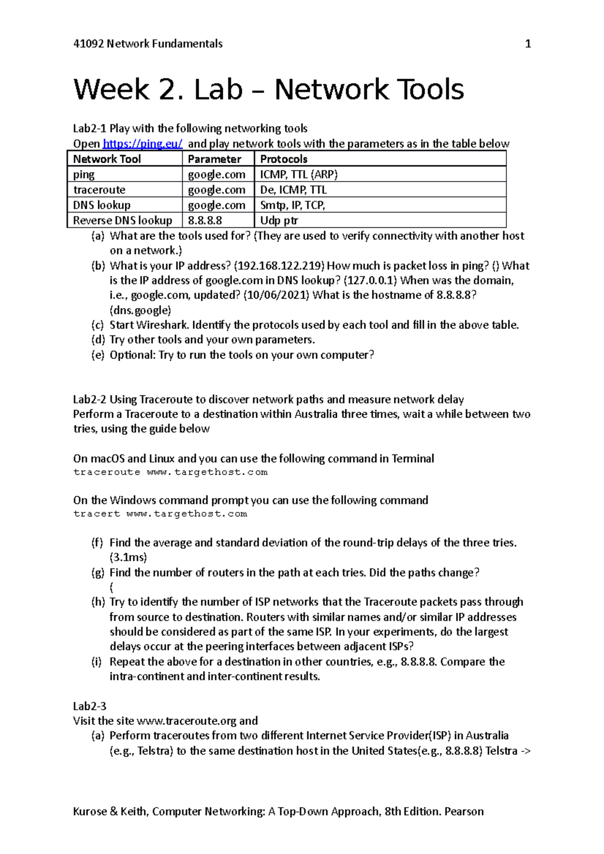Week2-Lab-Network Tools - 41092 Network Fundamentals Week 2. Lab ...