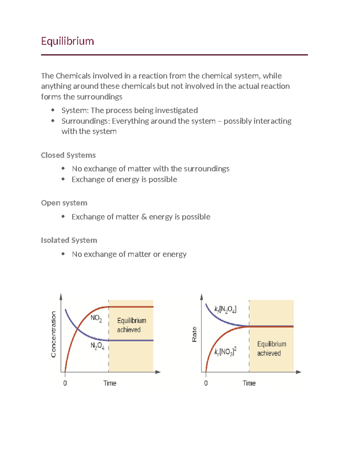 Chem 101: Notes on Equilibrium and Chemical Changes - Unit 3 Topic 1 ...
