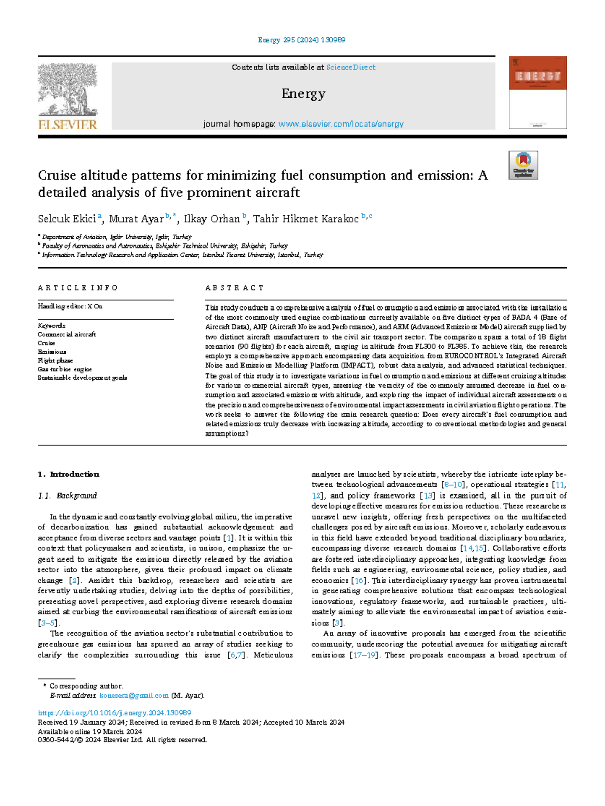Energy 295: Cruise Altitude Analysis for Fuel Efficiency & Emissions ...