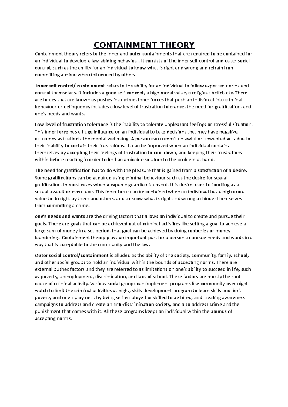 Containment Theory: Inner and Outer Influences on Criminal Behavior ...