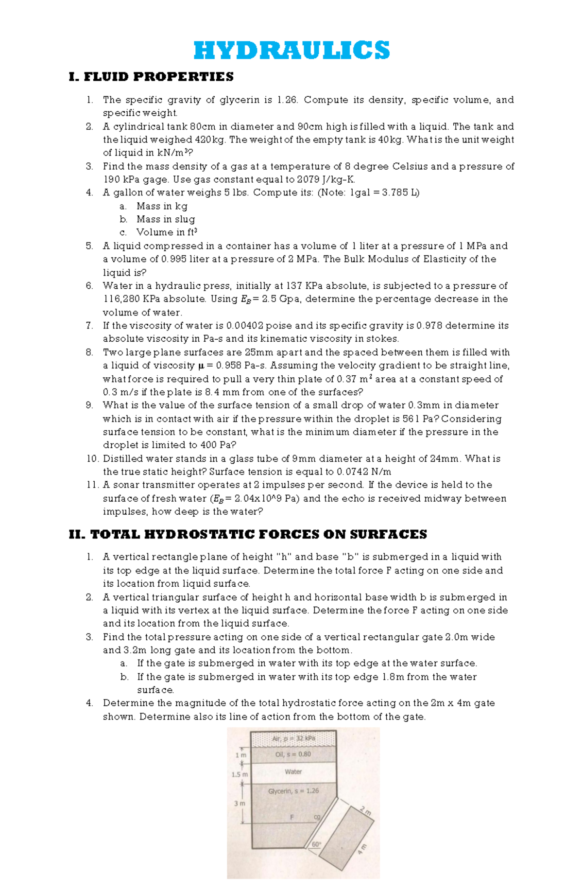 Hydraulics (ENGR 220) - Review of Problems and Concepts - Studocu