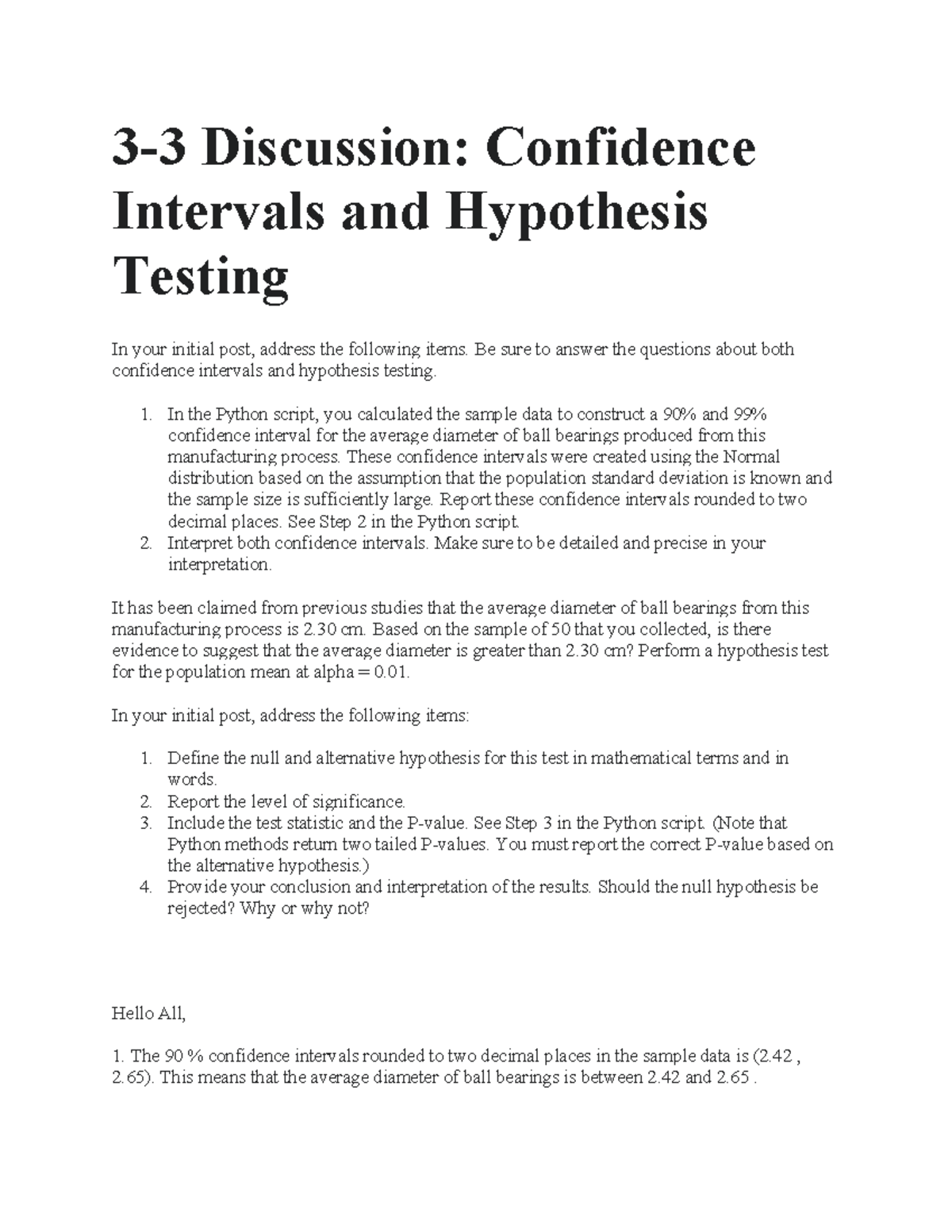 MAT-243 - 3-3 Discussion on Confidence Intervals & Hypothesis Testing ...