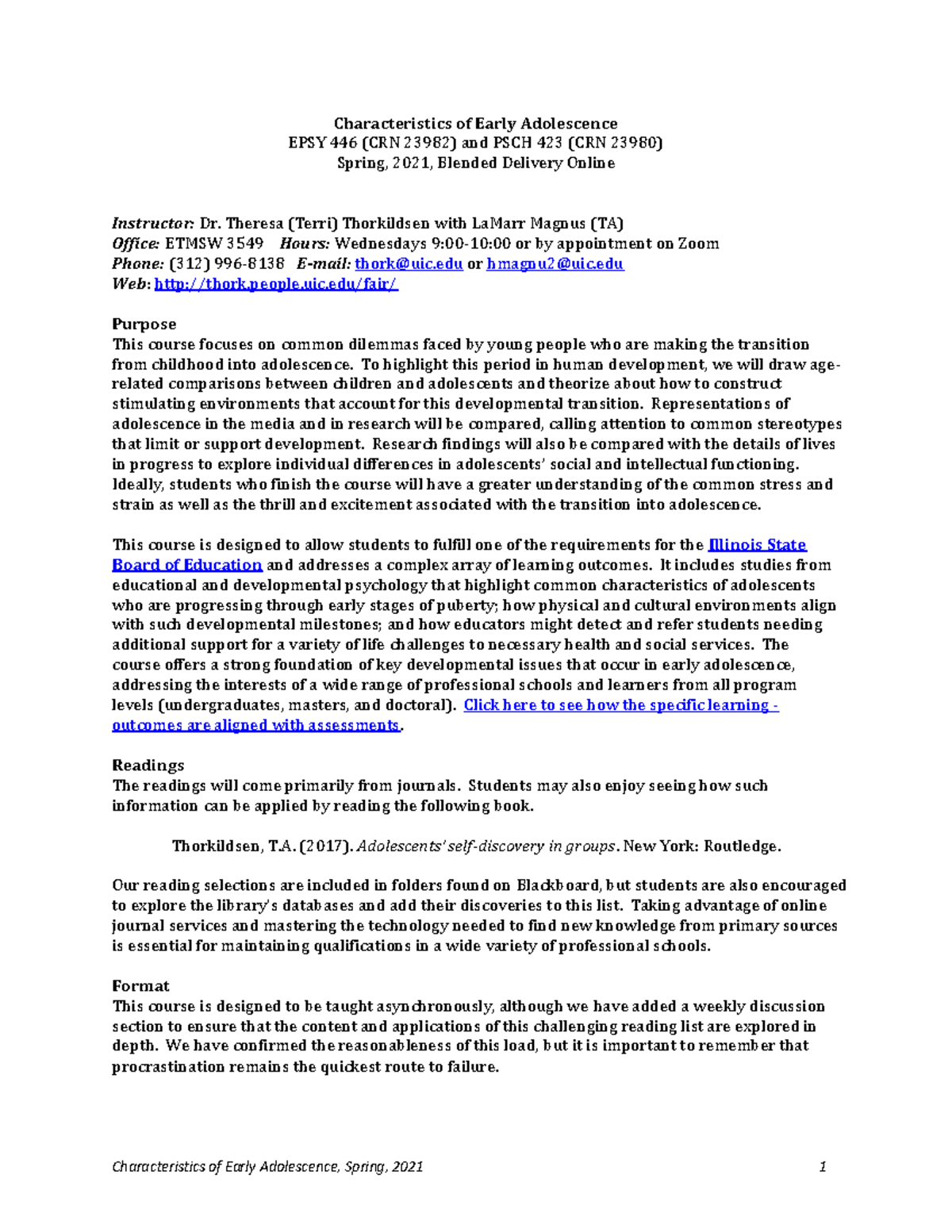 Characteristics of Early Adolescence Syllabus - EPSY 446 & PSCH 423 ...