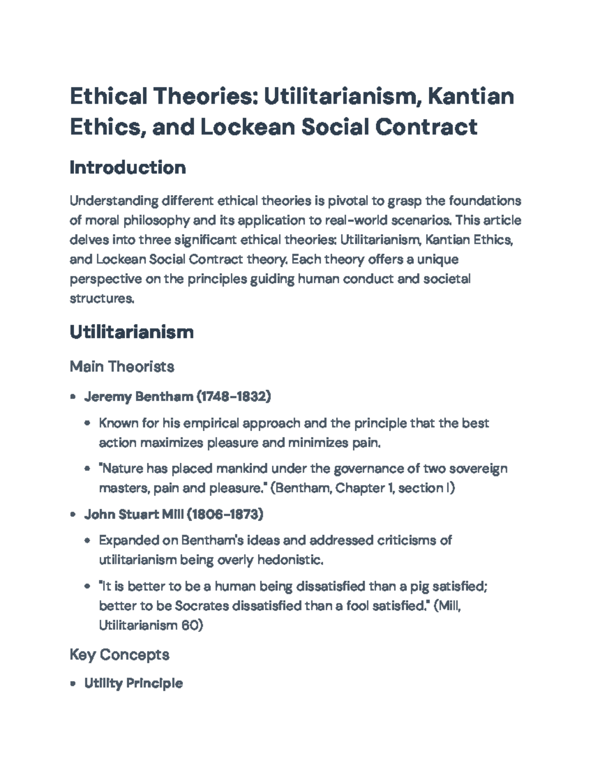 Ethical Theories: Utilitarianism, Kantian Ethics & Social Contract ...