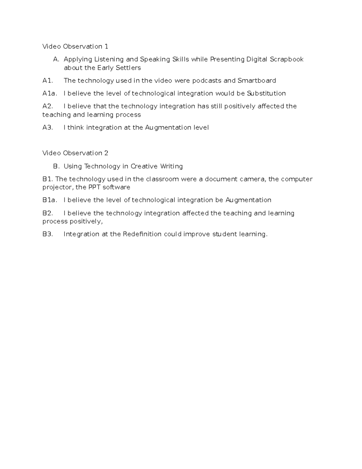 Video Observation 1 - Applying Listening and Speaking Skills while ...