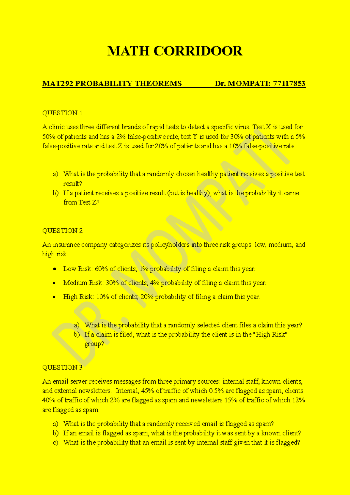 MAT292 Final Exam Probability Theorems Overview - Studocu
