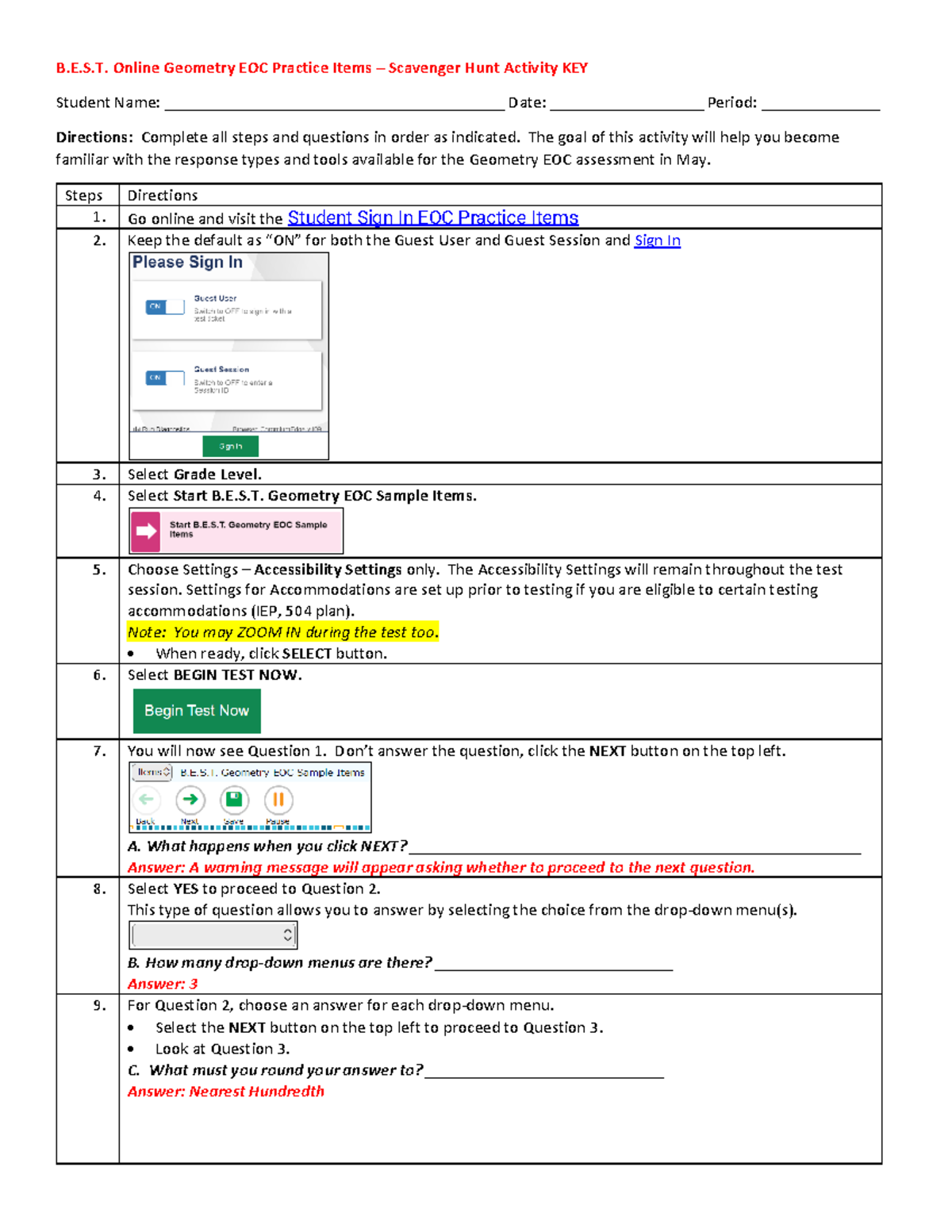 Geometry EOC Online Practice Guide & Answer Key - Studocu
