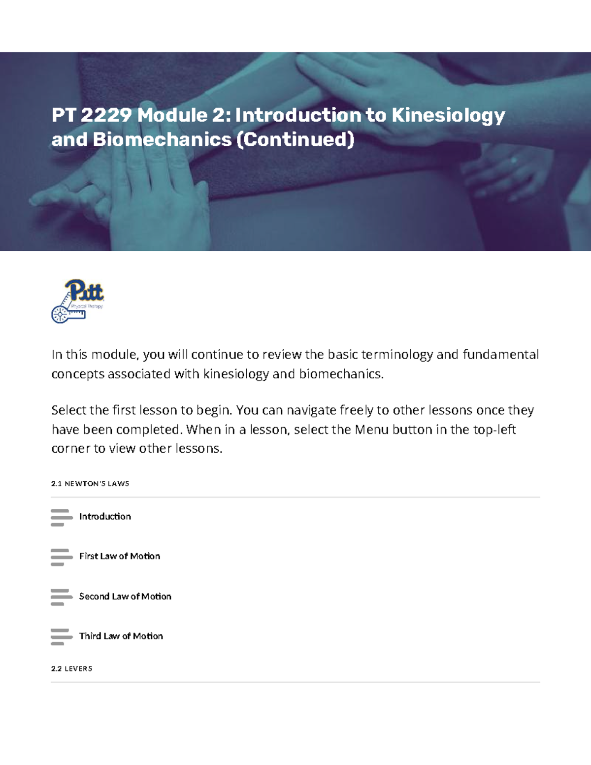 PT 2229 Module 2: Overview of Kinesiology & Biomechanics Concepts - Studocu