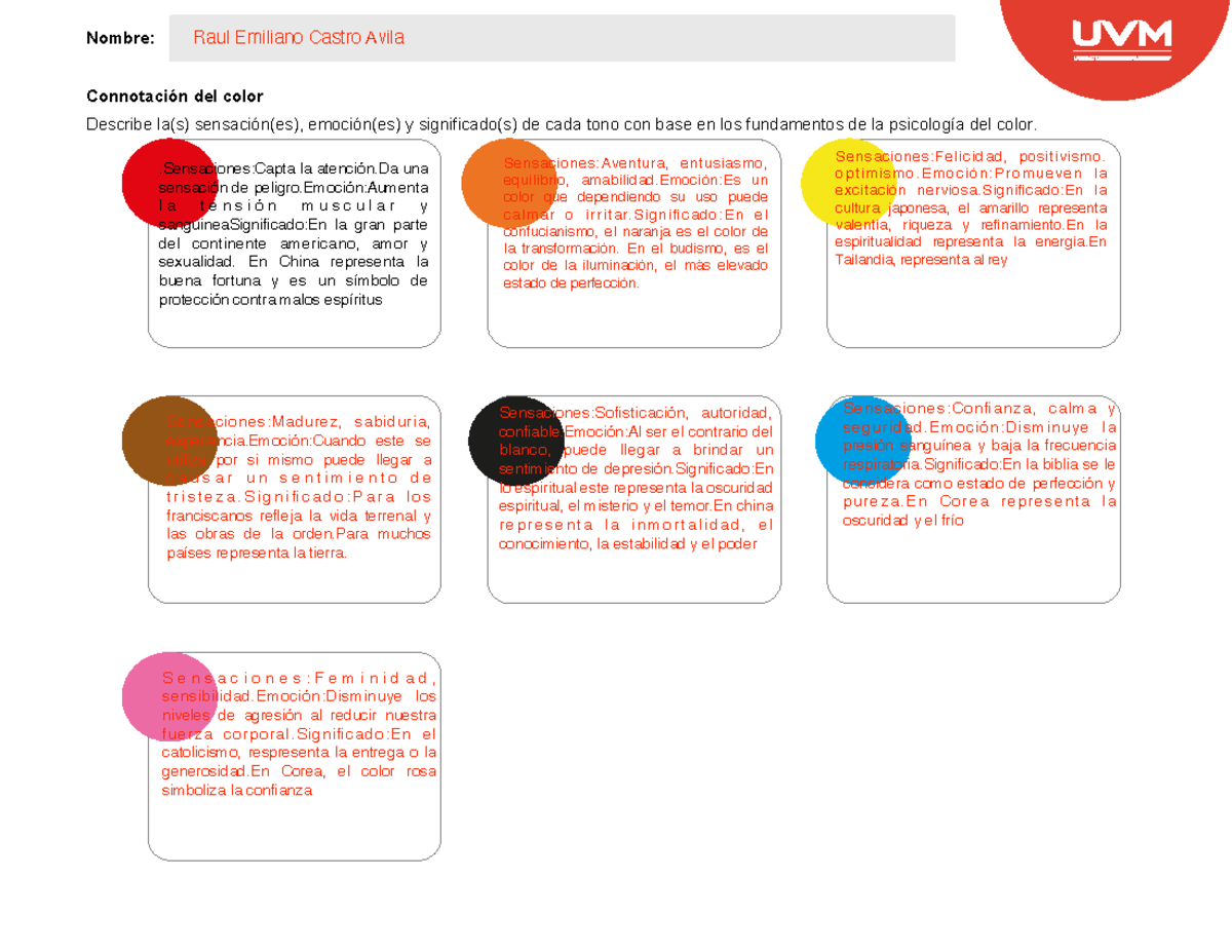 A#6 RECA - Connotaciones y Psicología del Color - Studocu