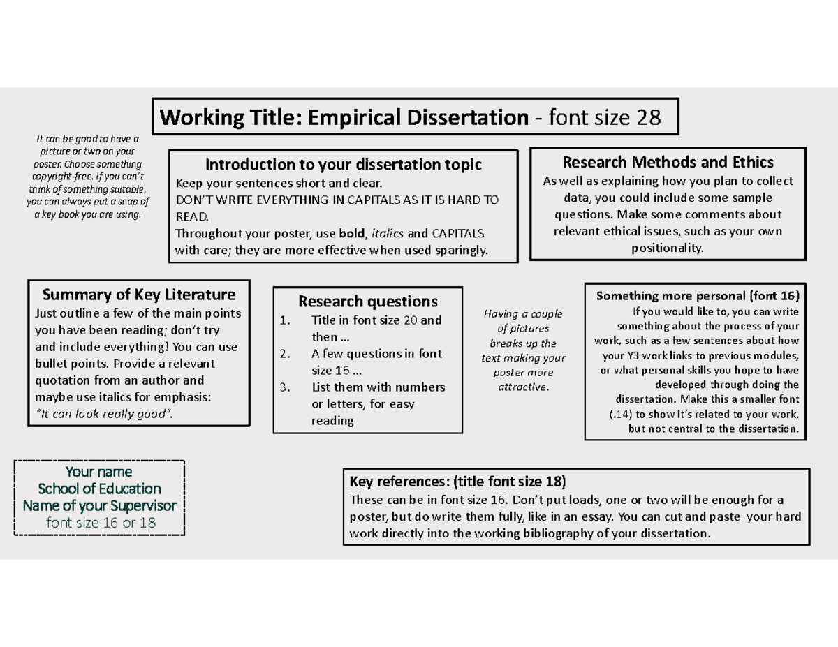 EDUC 501: DISSERTATION POSTER GUIDANCE AND LAYOUT TIPS - Studocu