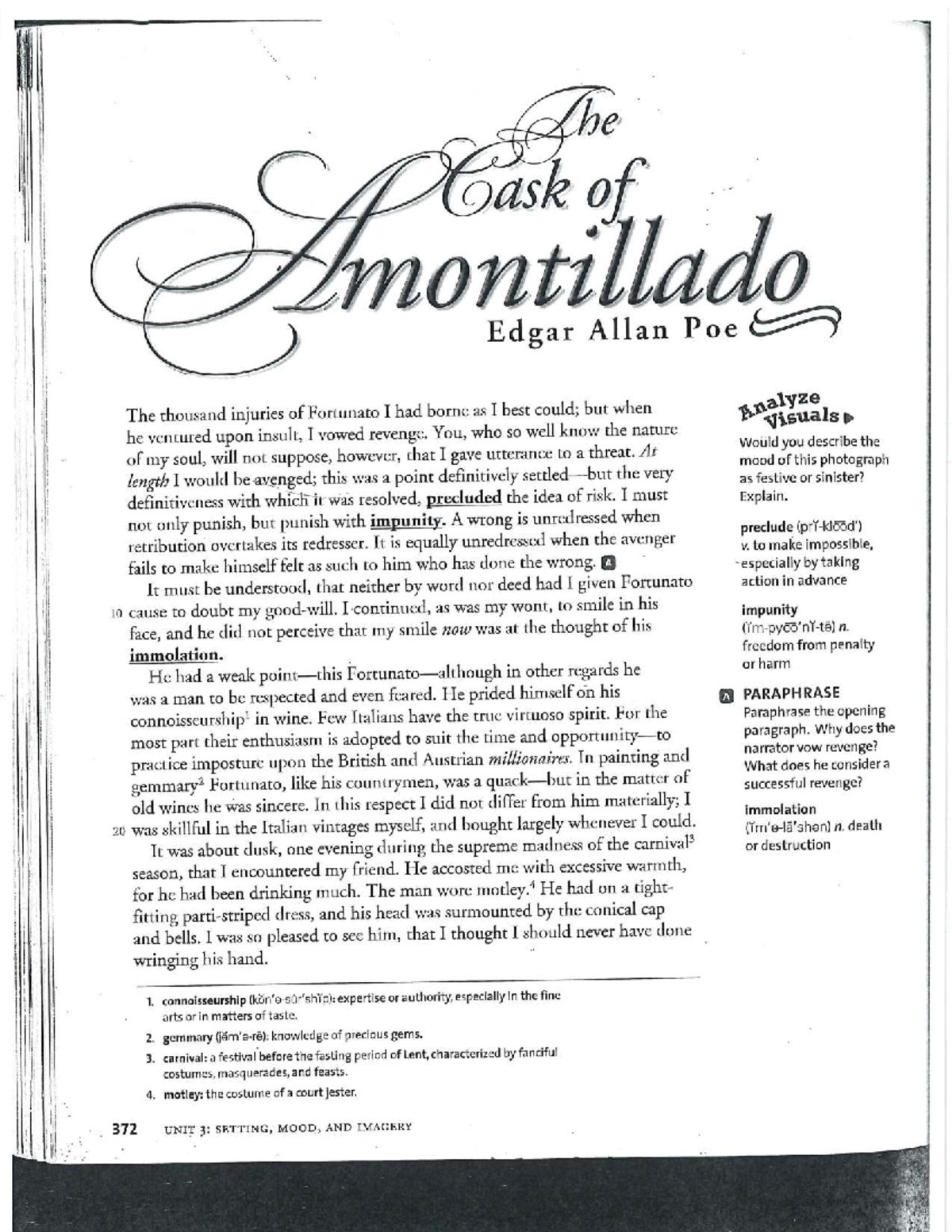 The Cask of Amontillado: Analyzing Revenge and Mood in Poe's Classic ...